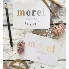 CARTE POSTALE "MERCI MAITRE" OU "MERCI MAITRESSE" / arc en ciel